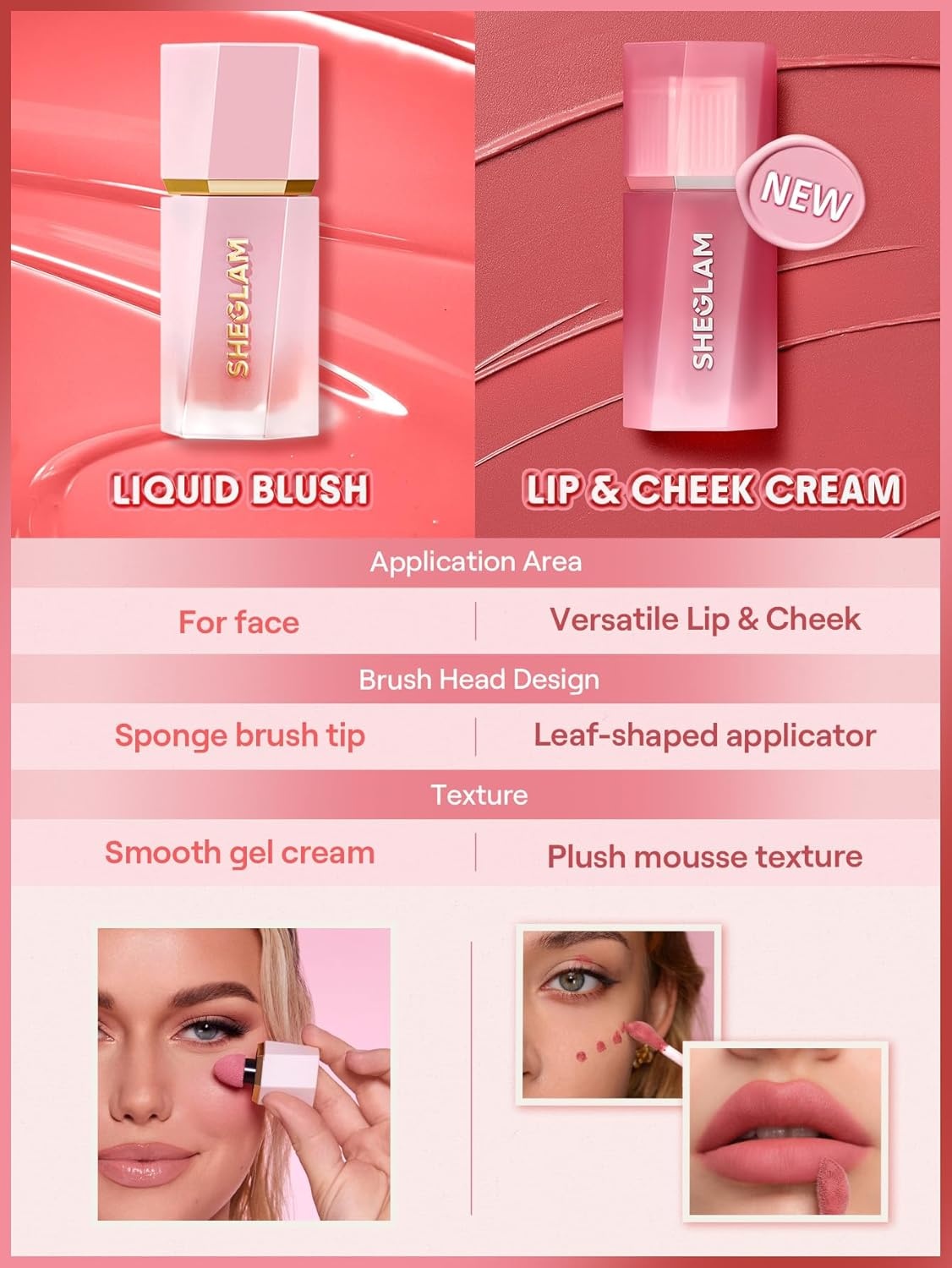 SHEGLAM Air Plush Lip & Cheek Cream Long-lasting Multi-Use Liquid Blush ...